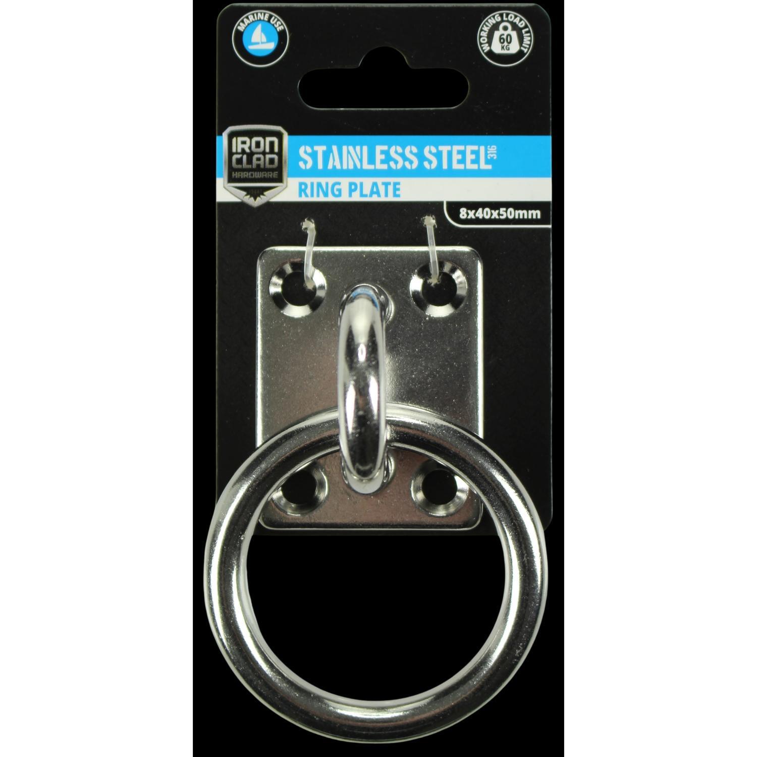 Iron Clad | Ring Plate 8x40x50mm Stainless Steel 316 | Mitre10