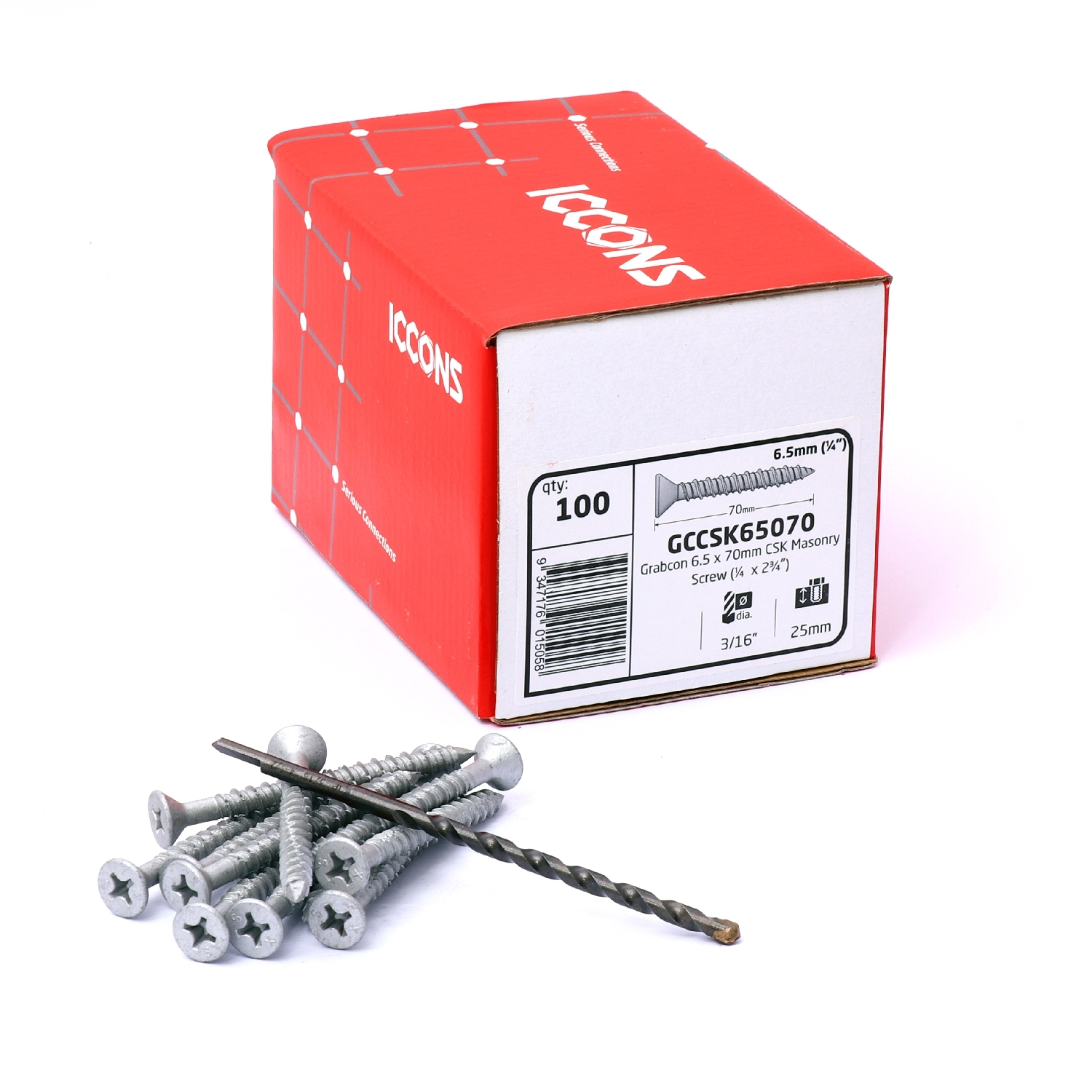 Iccons | Concrete Screw M6.5 x 70mm Silver | Mitre10