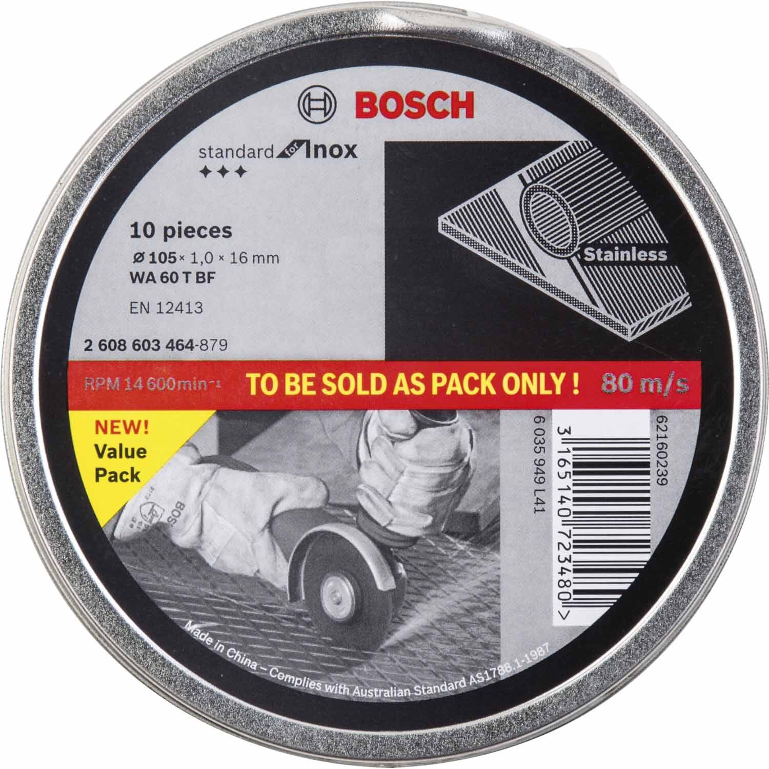 Bosch | Cutting Disc Inox 10 Pack Stainless Steel 105mm Silver | Mitre10
