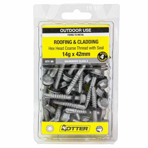 Otter | Roofing & Cladding Metal Screws 14g x 42mm Pack of 50 ...