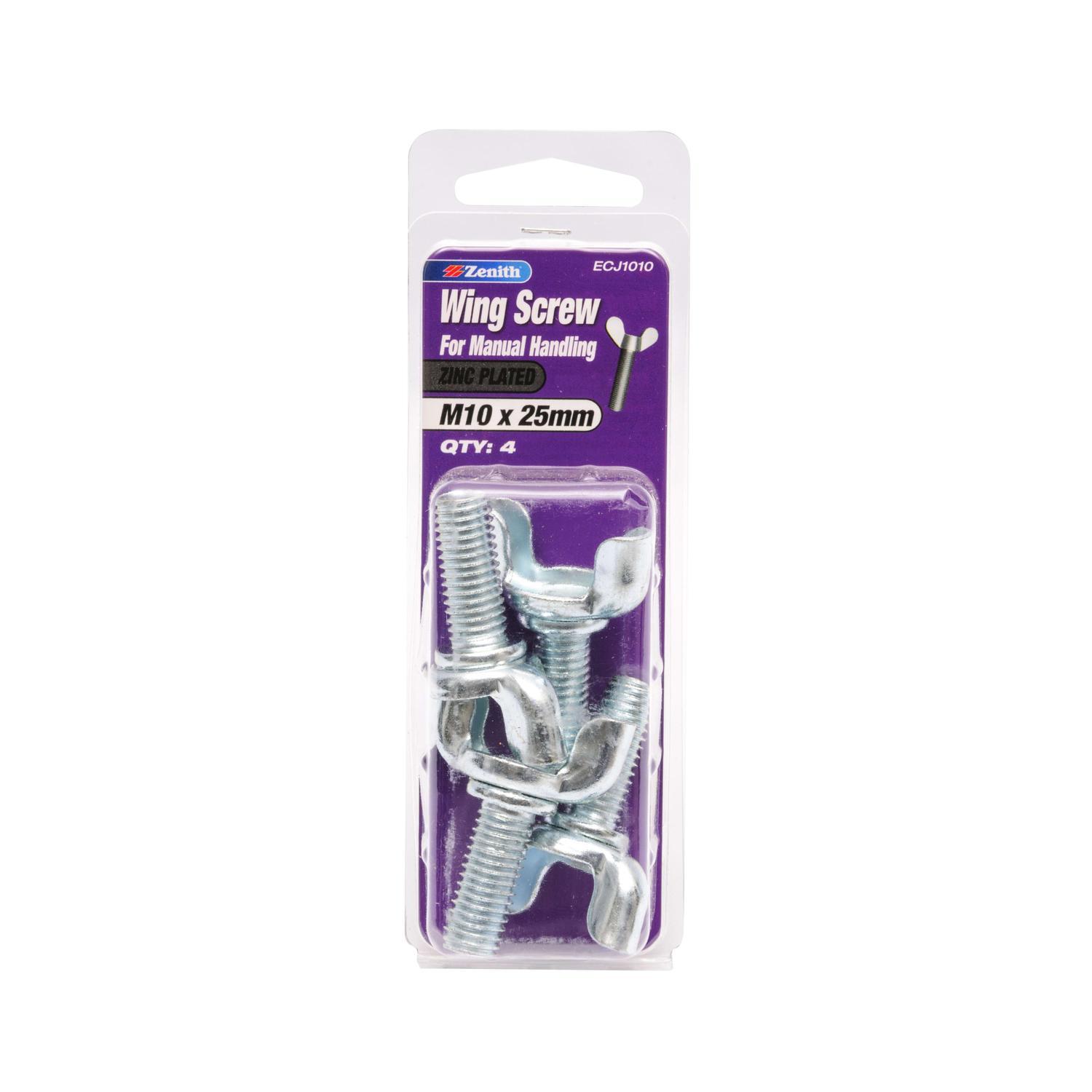 Zenith | Wing Screws 10 x 25mm Zinc plated | Mitre10