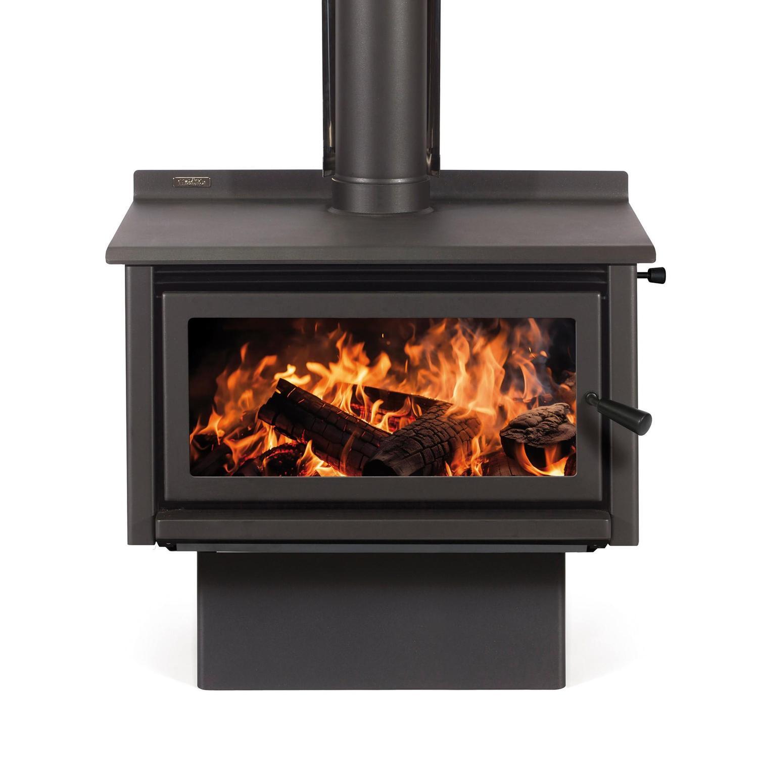 Metrofires | Mega Rad Base Wood Fire & Eco Flue Kit 21kW Metallic Black ...