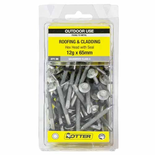 Otter | Roofing & Cladding Metal Screws 12g x 65mm Pack of 50 ...