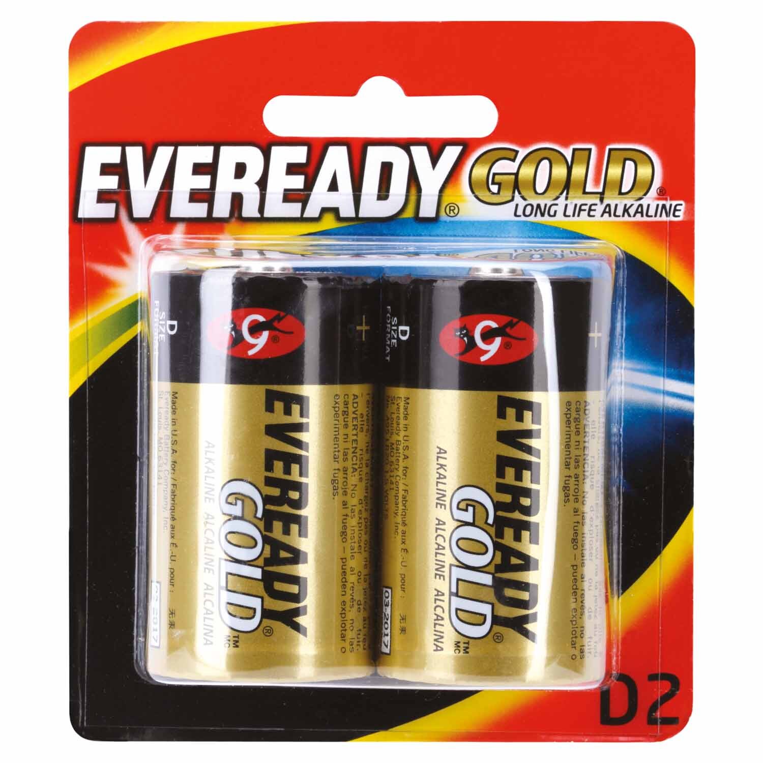 Eveready | Gold Batteries D, Pack of 2 | Mitre10