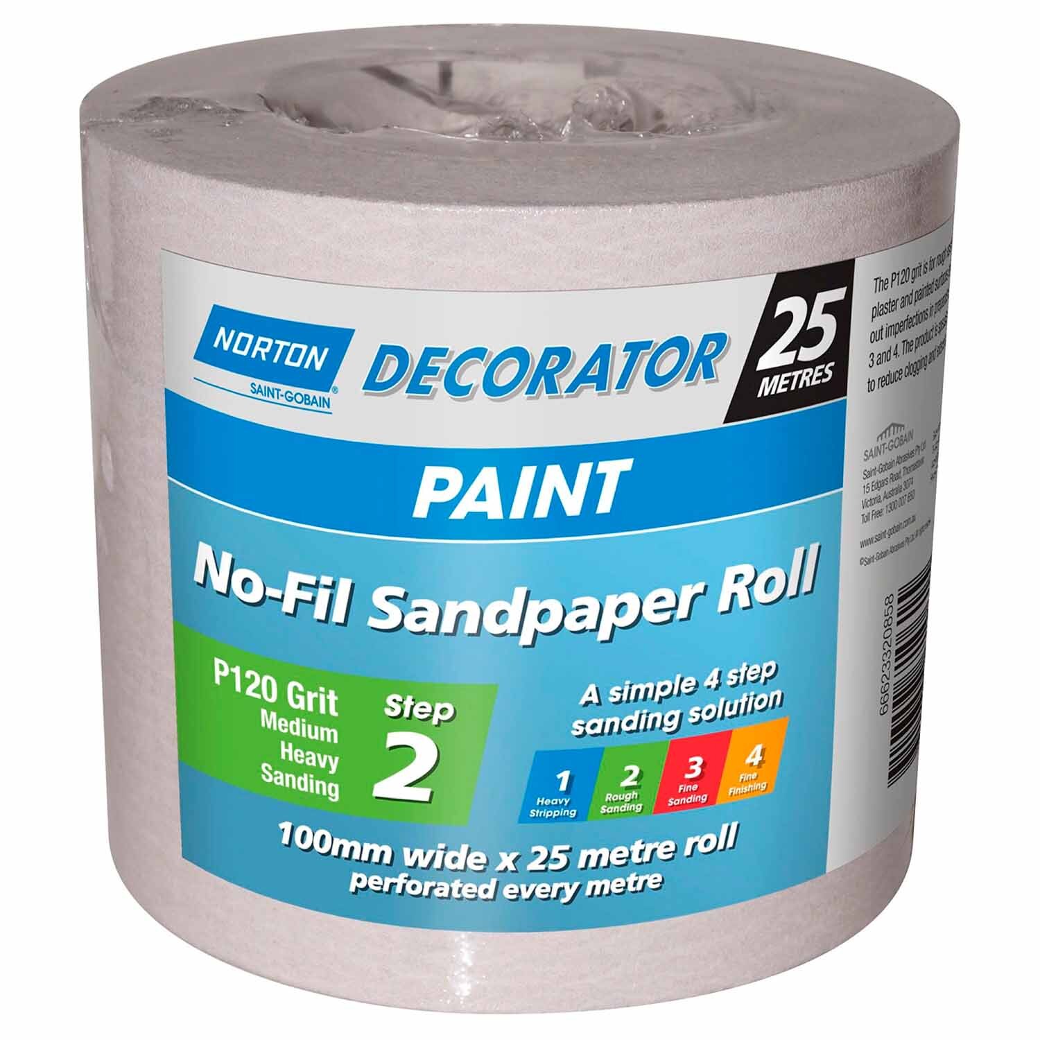 Sand Paper No-fill 120 Grit 100mm x 25m White | Mitre10
