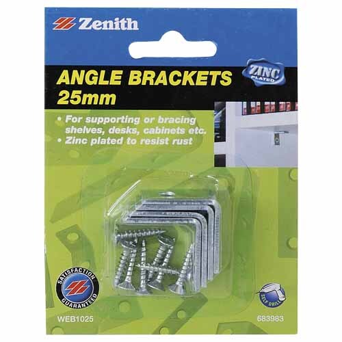 Zenith | Angle Bracket 25mm Zinc Plated | Mitre10