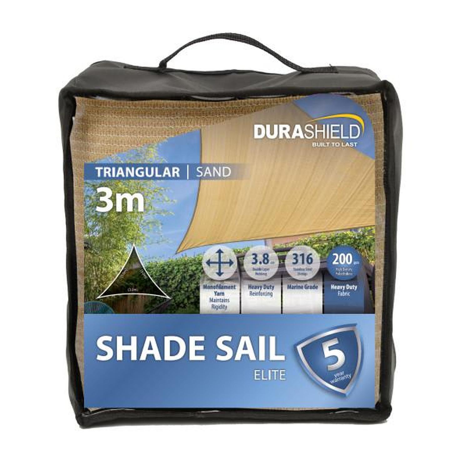 Durashield | Elite Shade Sail Elite Triangle 3M Sand | Mitre10