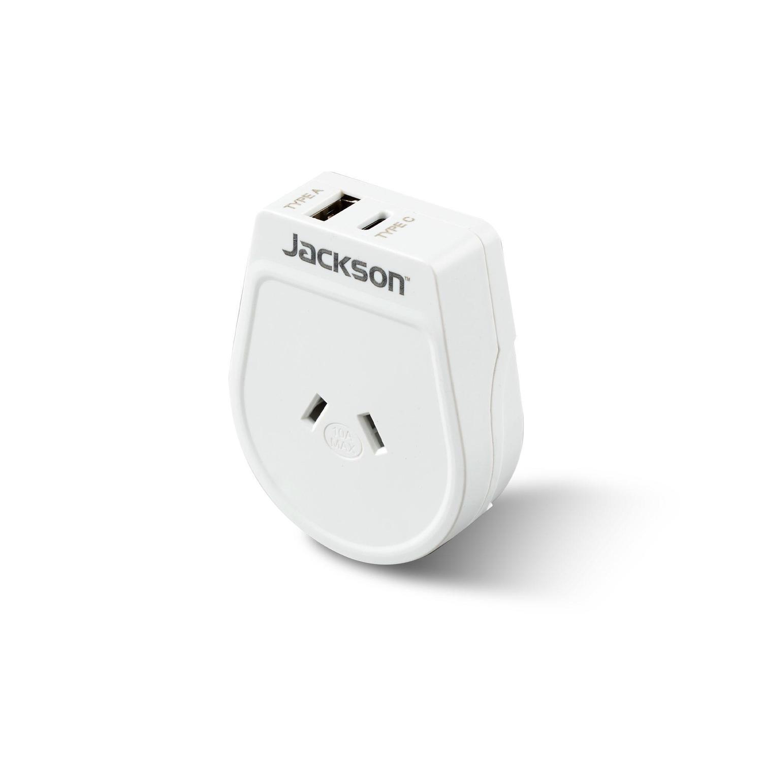 Jackson | Travel Adaptor OB USB-A/C Jap Slim | Mitre10