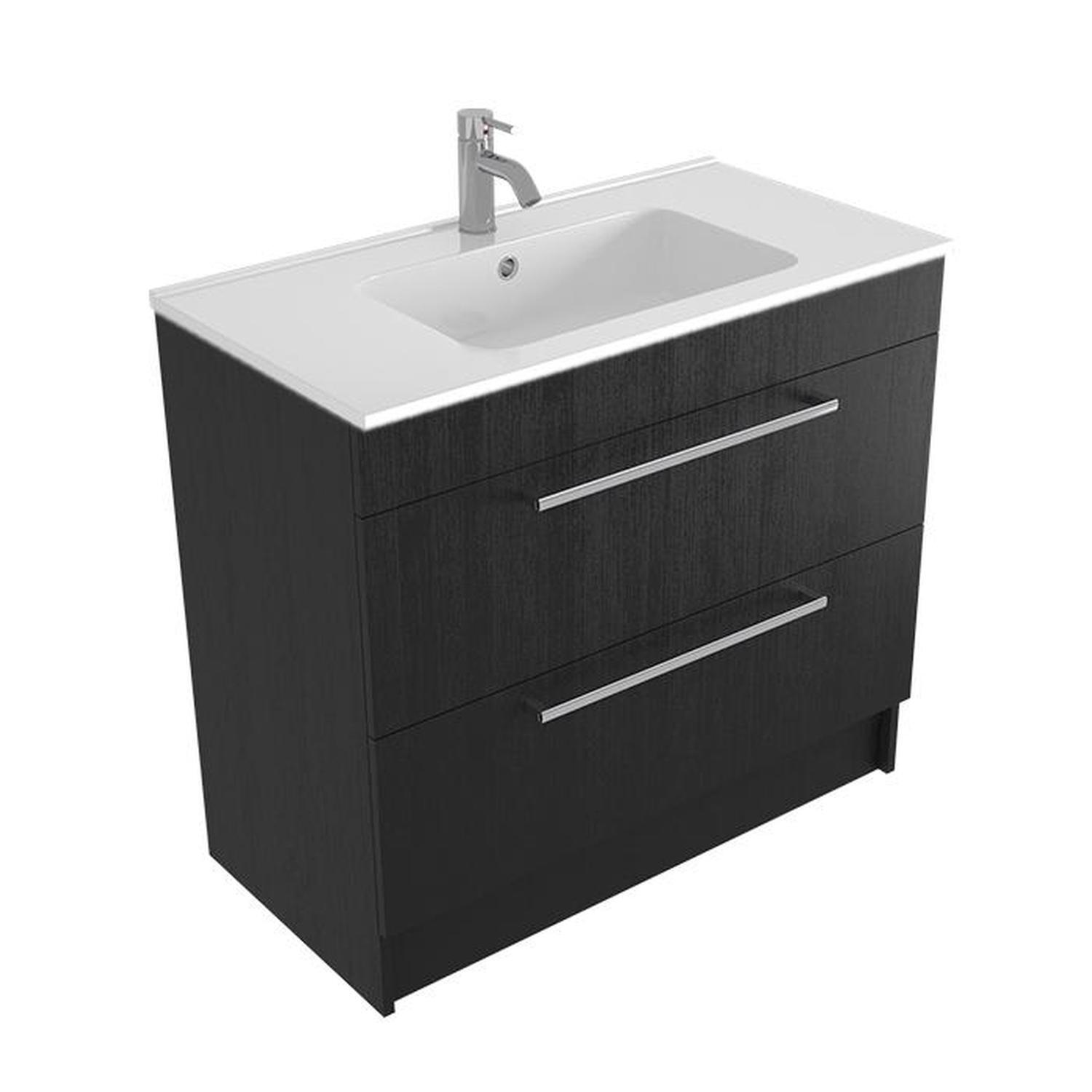 Elementi | Floor Vanity 900mm Black | Mitre10