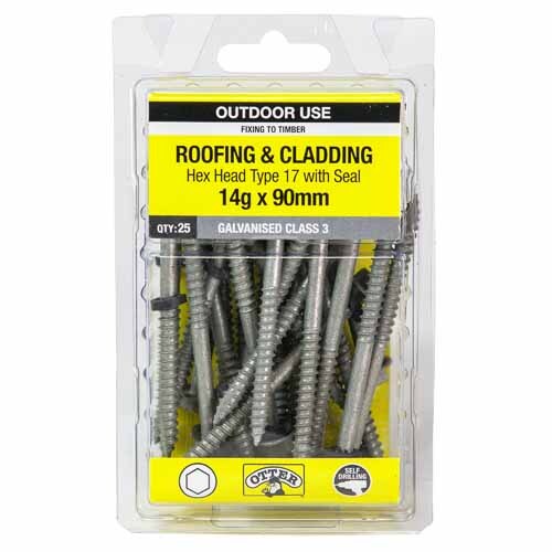 Otter | Roofing & Cladding Timber Screws 14g x 90mm Pack of 25 ...