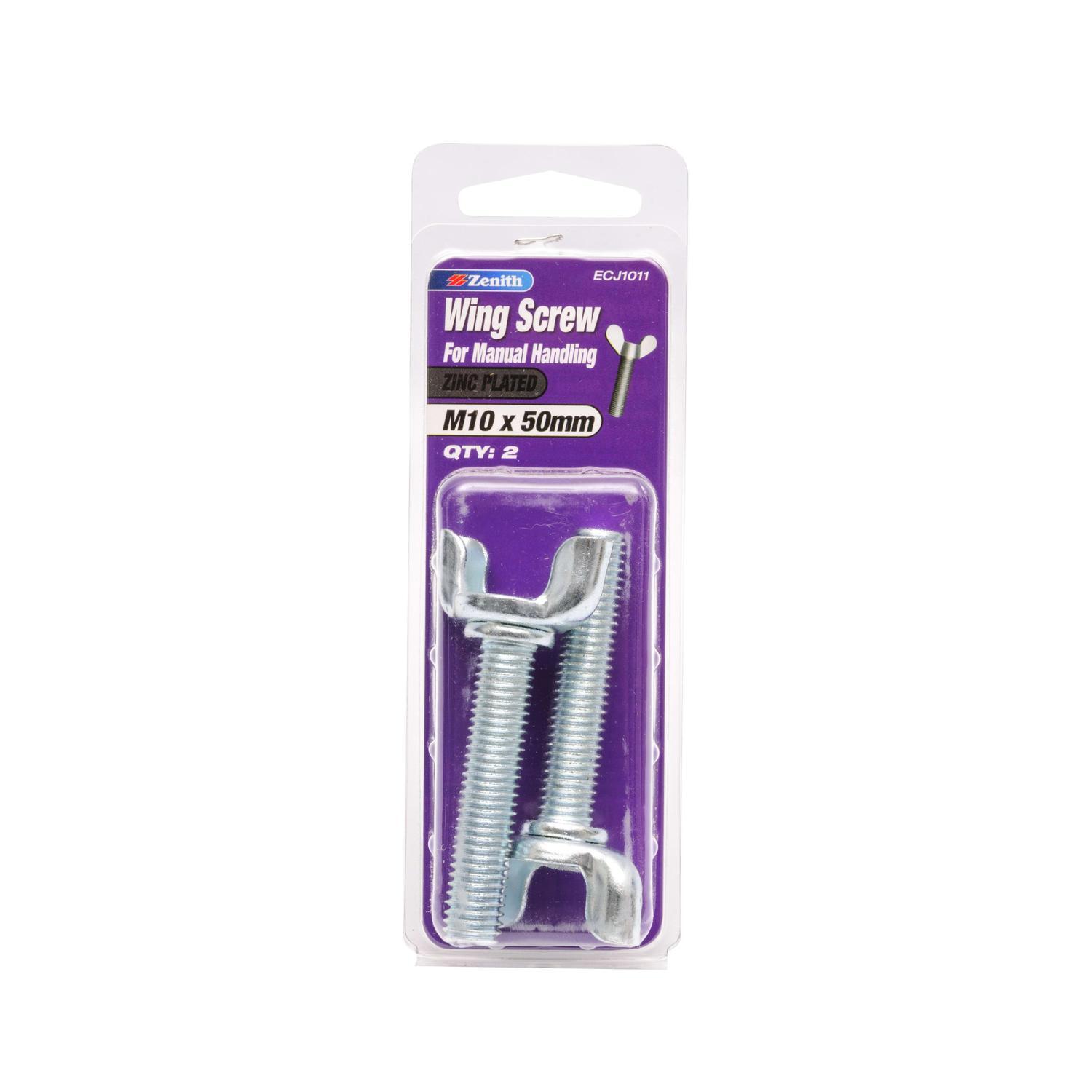 Zenith | Wing Screws 10 x 50mm Zinc Plated | Mitre10