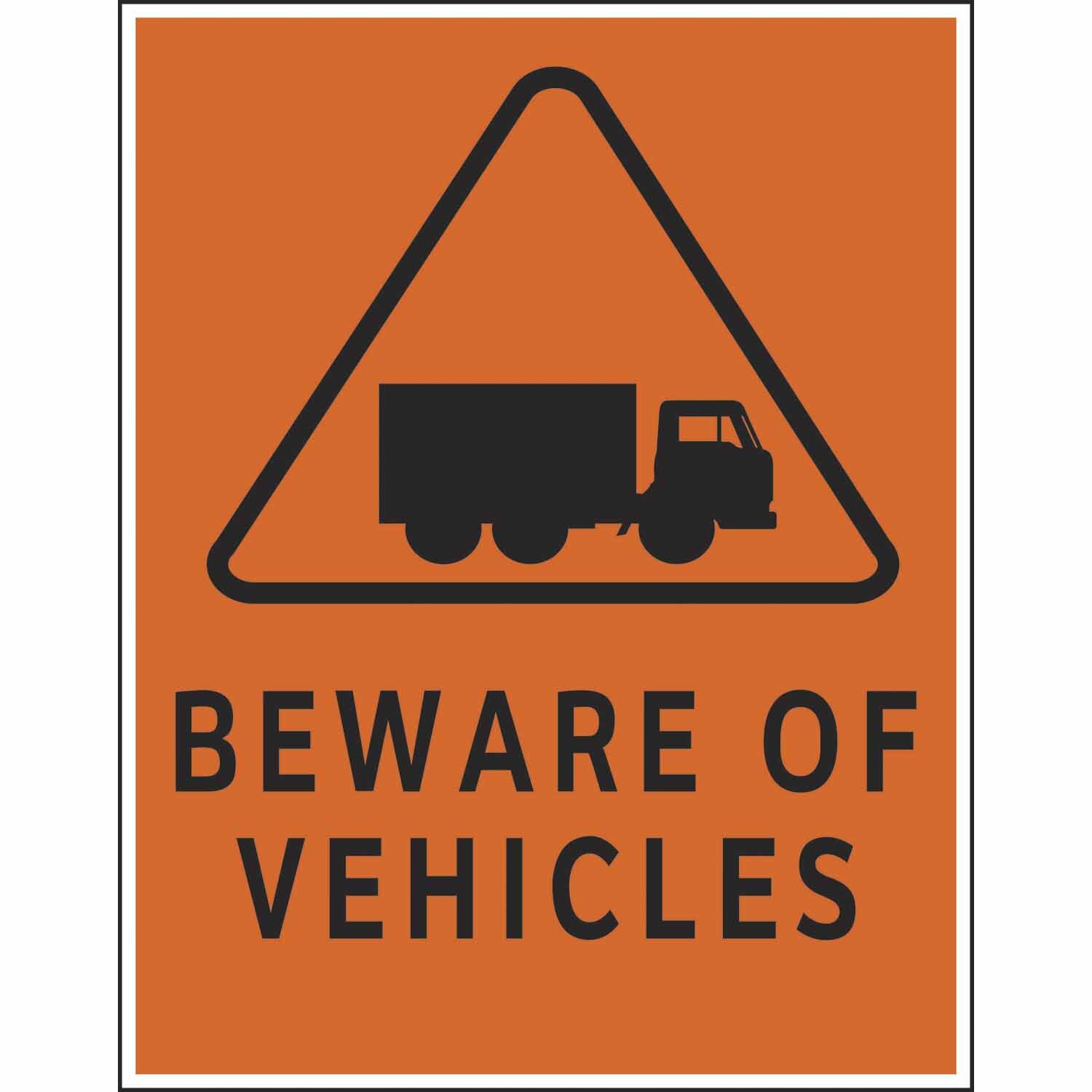 HY-KO | Caution Beware Of Vehicles Sign W: 470mm, L: 368mm | Mitre10