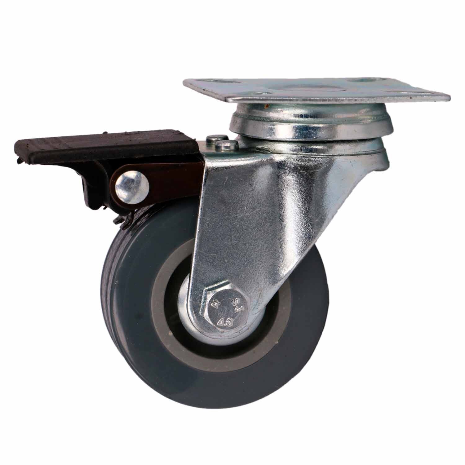 Titan | Rubber Swivel Castor With Brake 50mm Grey | Mitre10