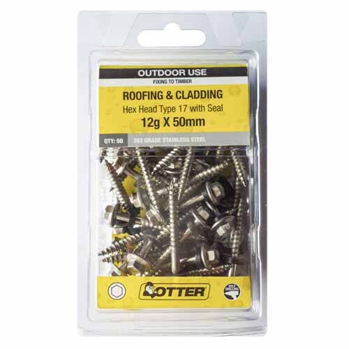 Otter | Roofing & Cladding Timber Screws 12g x 50mm Pack of 50 ...