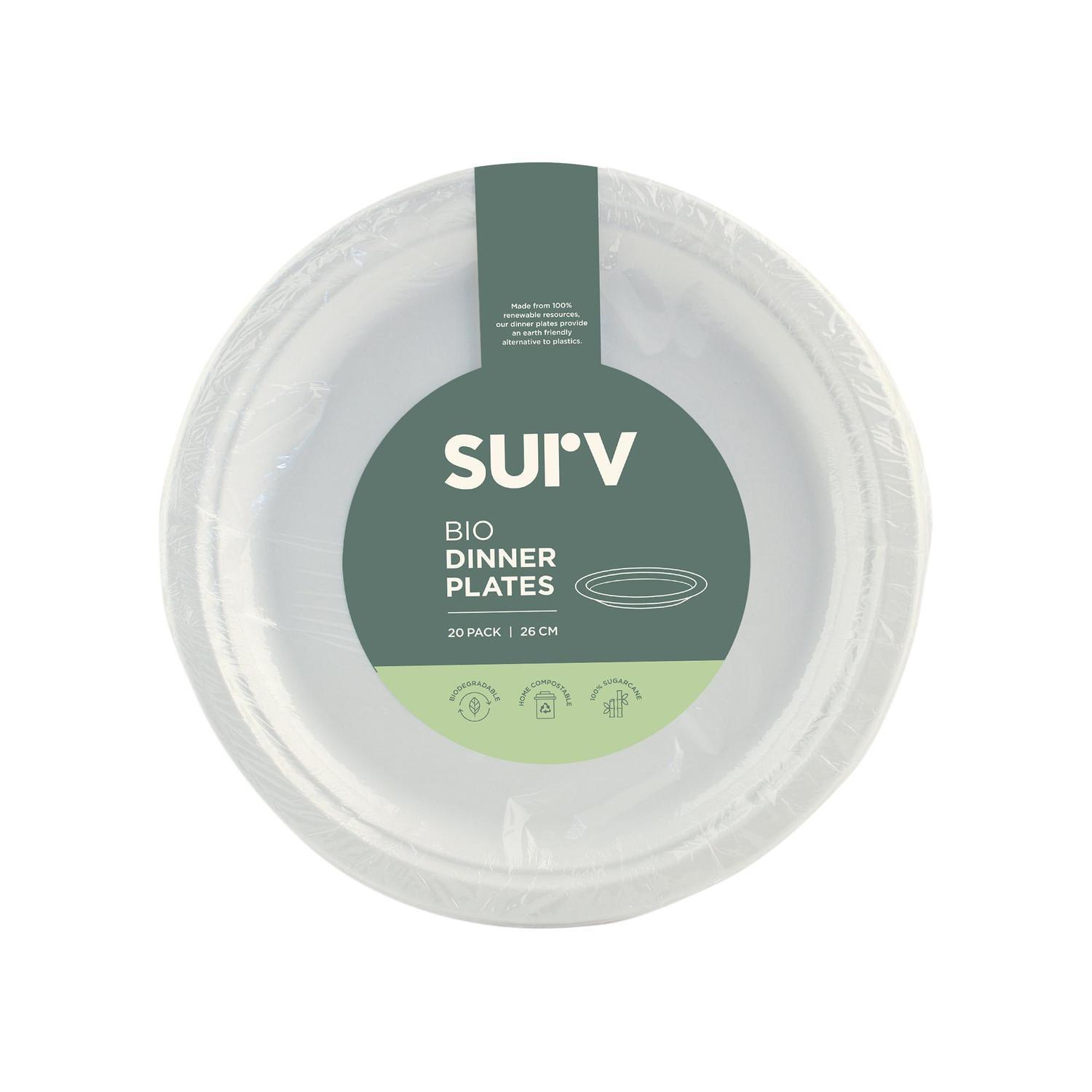 SURV | Bio Dinner Plates 20 Pack White | Mitre10