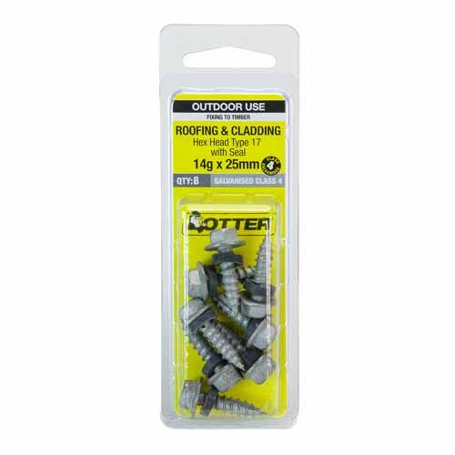 Otter | Roofing & Cladding Timber Screws 14g x 25mm Pack of 8 ...