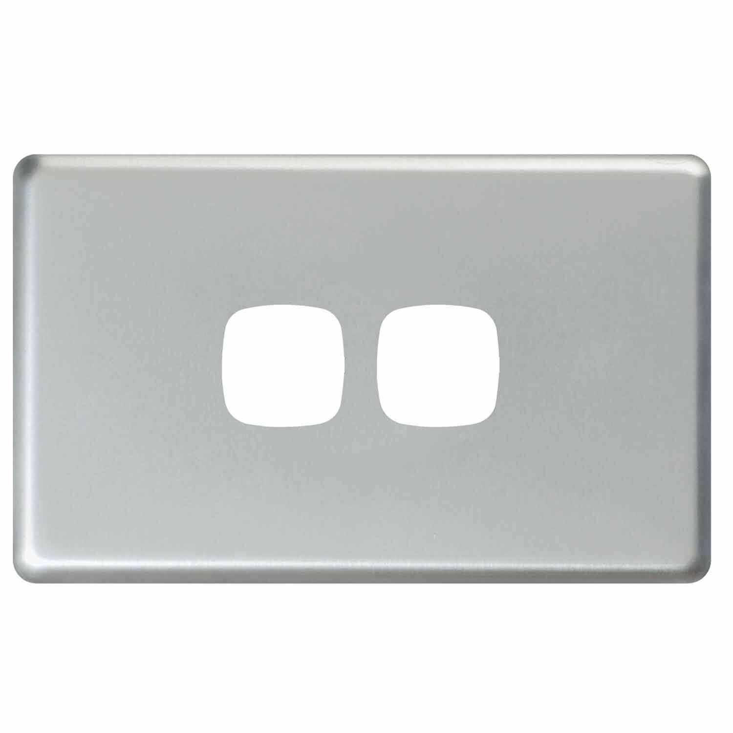 HPM | Excel Excel 2 Gang Cover Plate H: 73mm, L:117mm Matt Silver | Mitre10