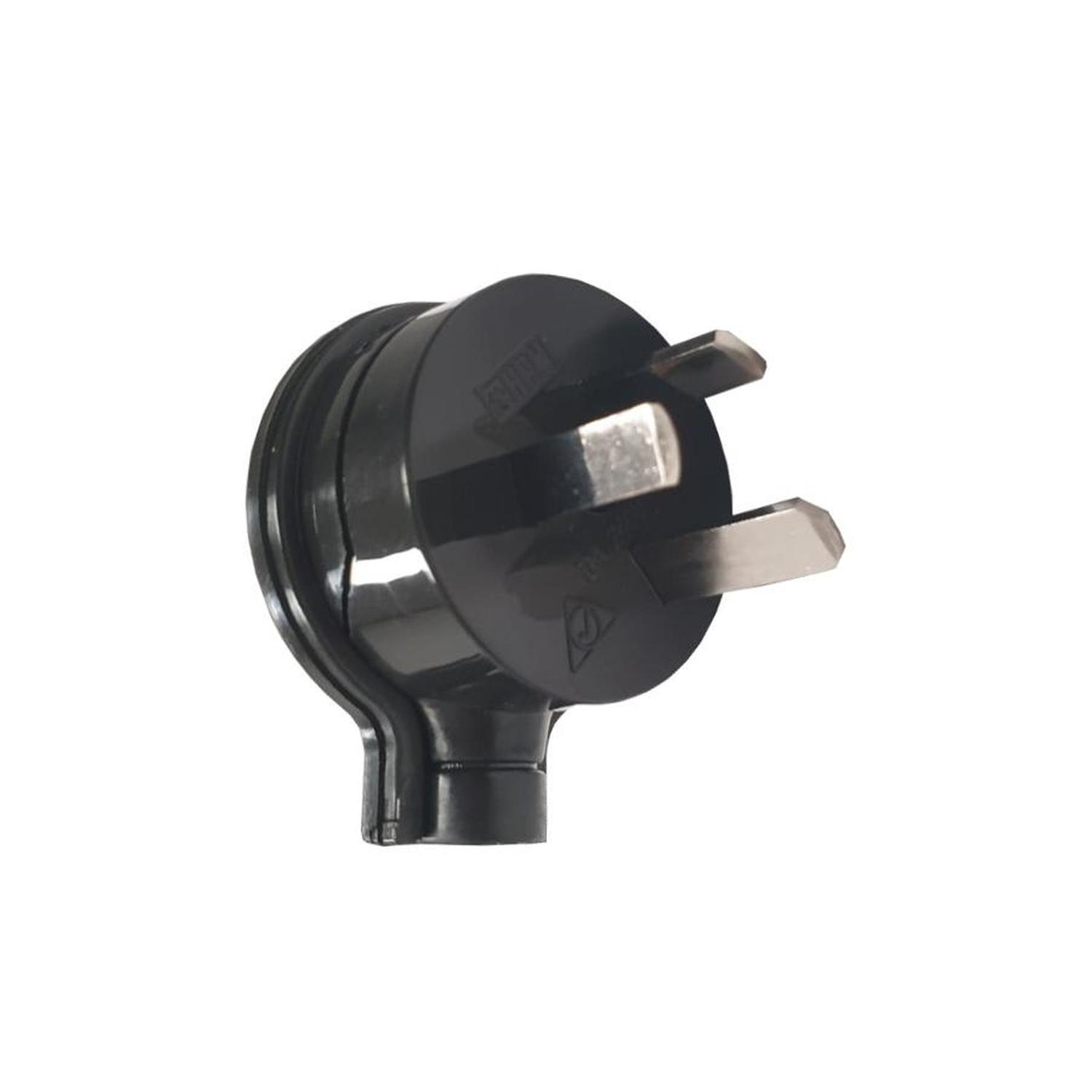 HPM | Low Profile 3 Flat Pin Plug Top 10A Black | Mitre10