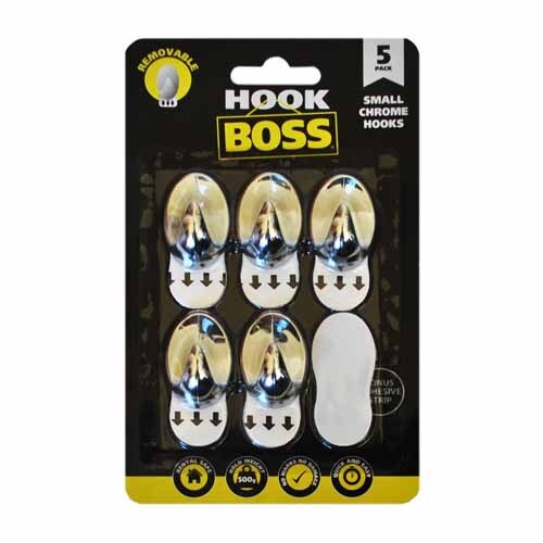 Hook Boss | Removable Hooks 35 x 23mm Chrome | Mitre10