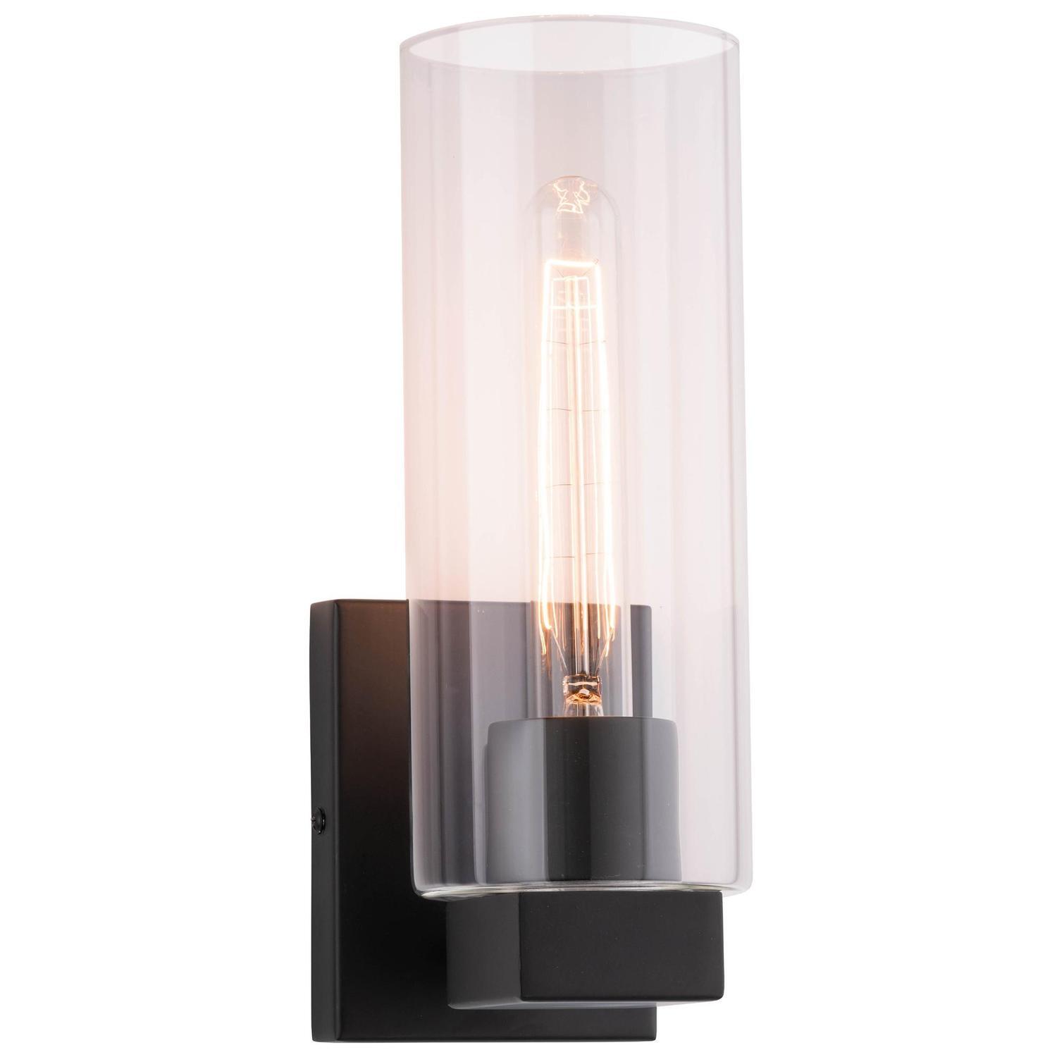 Mercator | Waverly Glass Shade Wall Light D:100mm, H:290mm. Black | Mitre10