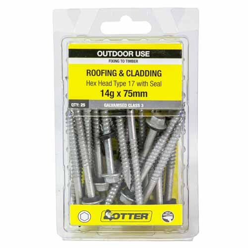 Otter | Roofing & Cladding Timber Screws 14g x 75mm Pack of 25 ...