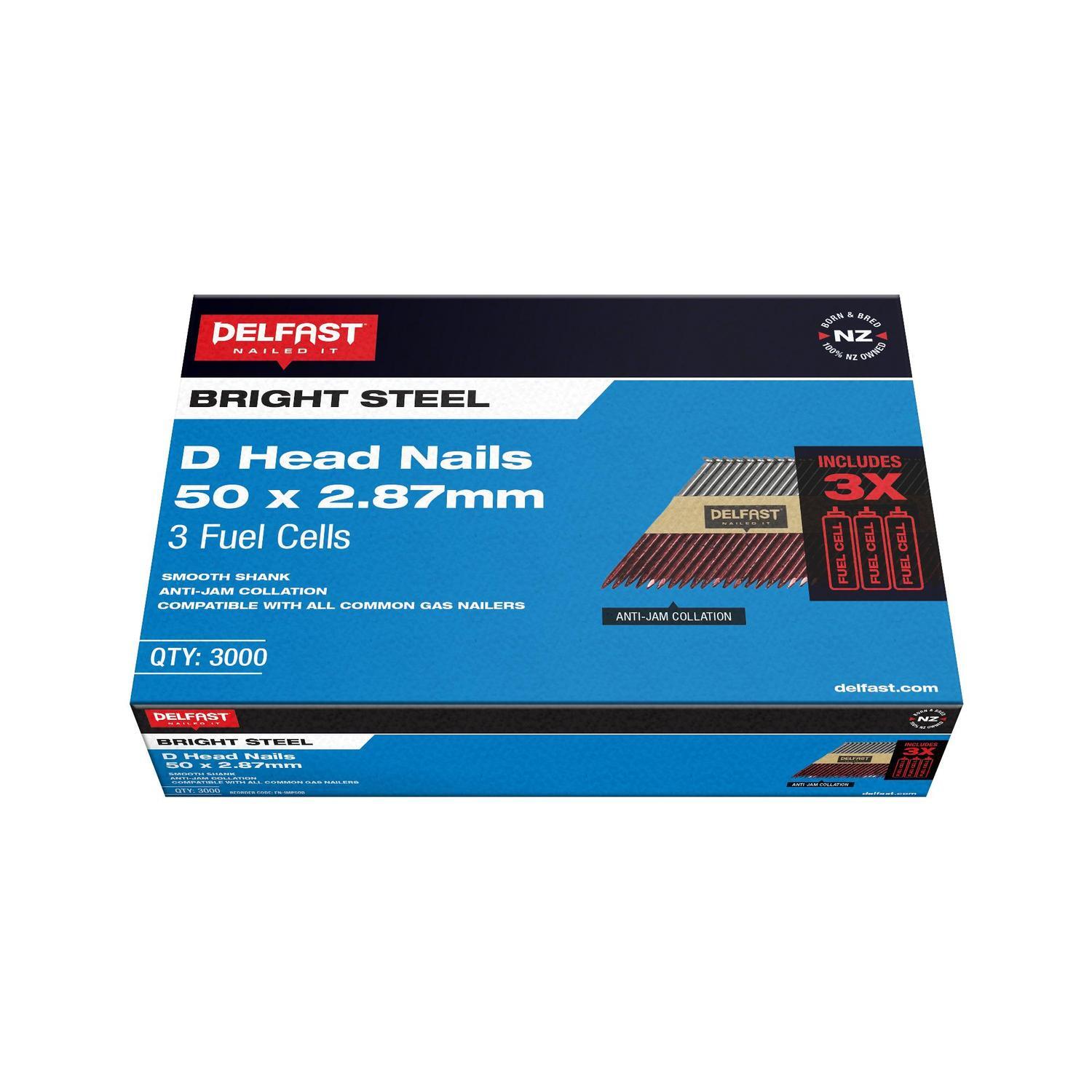 Delfast | D Head Collated Nails with Fuel Pack 50 x 2.87mm Bright | Mitre10
