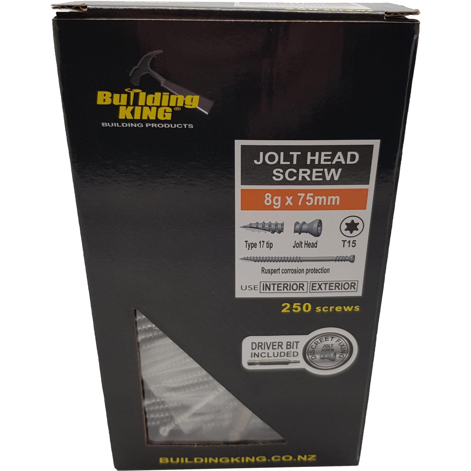 Building King | Jolt Screw 8G x 75mm Grey Ruspert | Mitre10