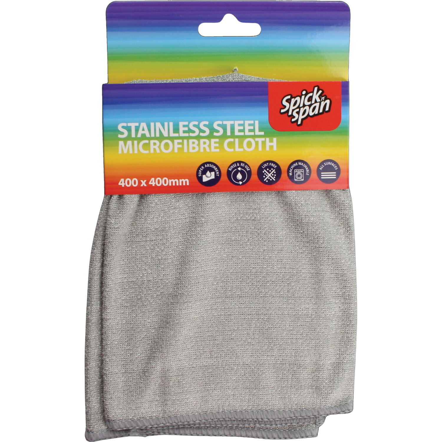 Spick N Span | Microfibre Cloth L: 400mm, W: 400mm Grey | Mitre10