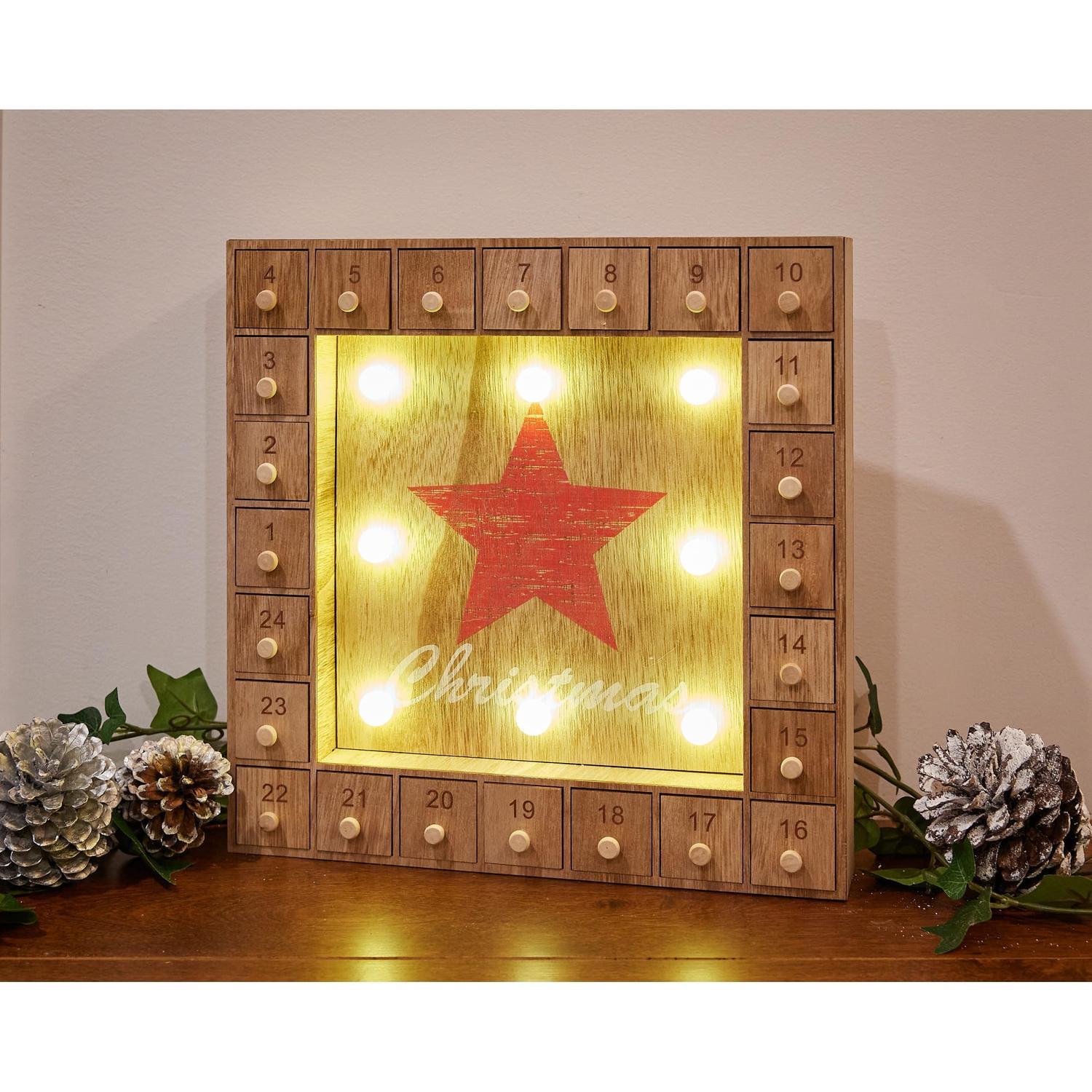 Nouveau | Advent Star Calendar H: 35cm, L: 35cm, D: 7cm / Battery Warm ...