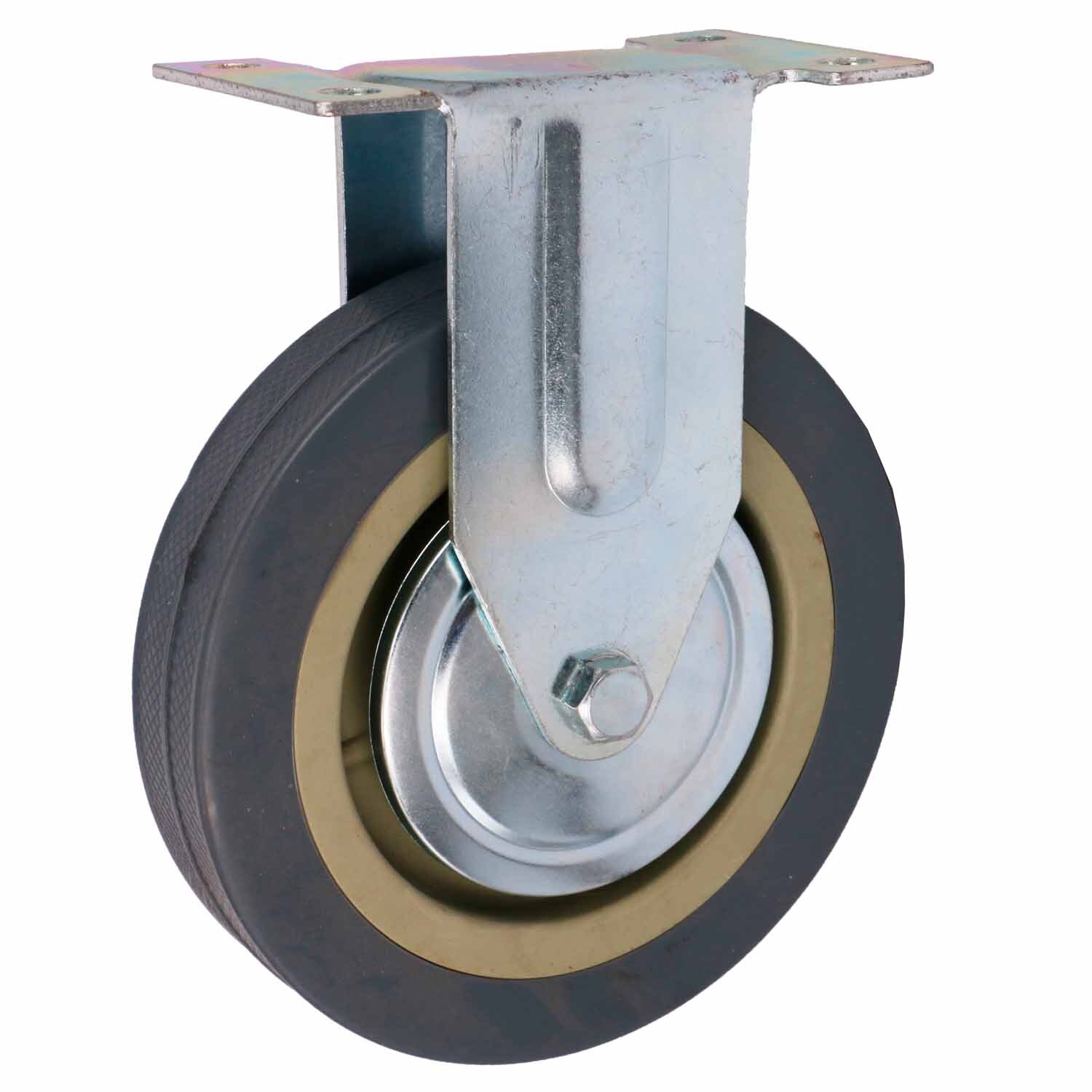 Titan | Rubber Fixed Castor 125mm Grey | Mitre10