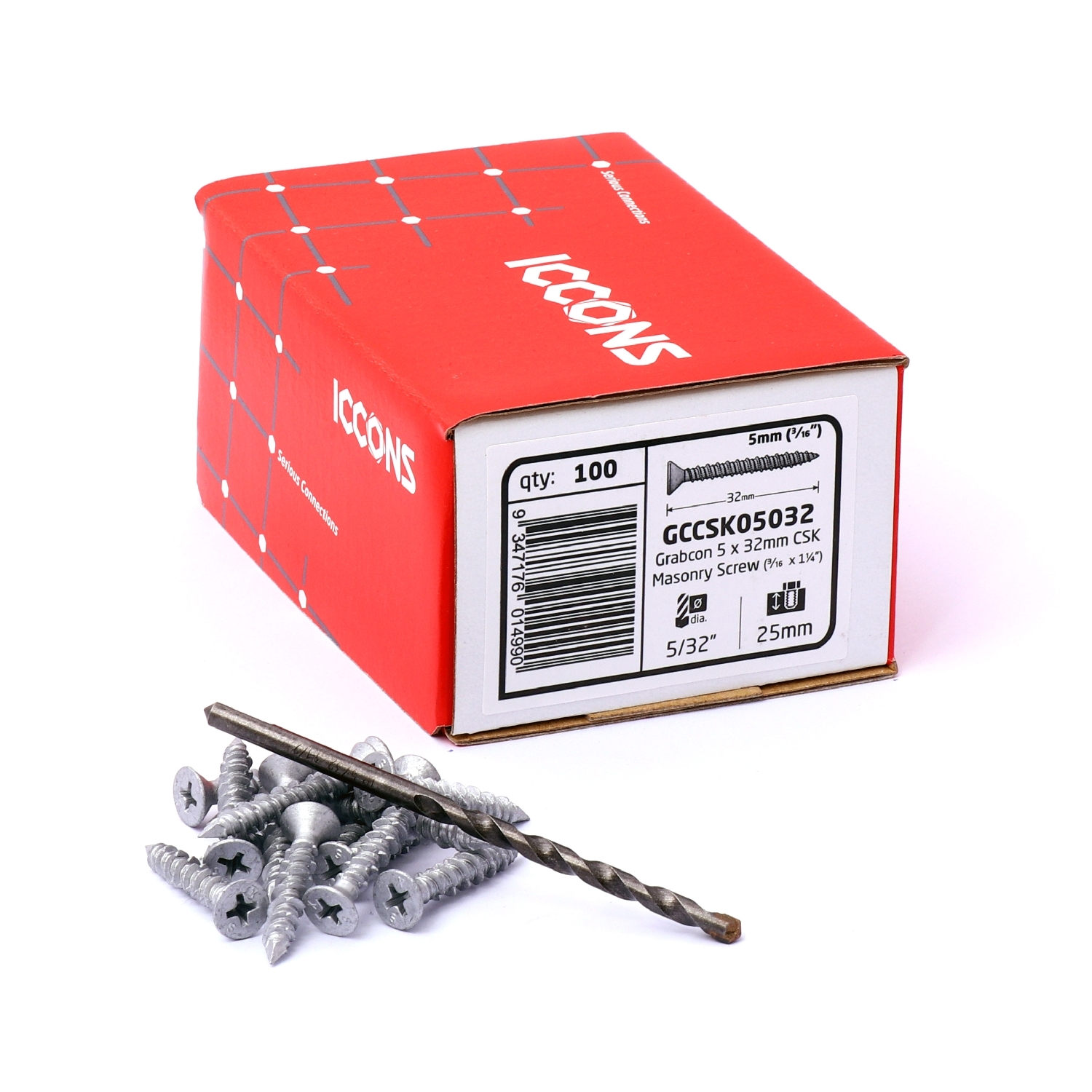 Iccons | Concrete Screw M5 x 32mm Silver | Mitre10
