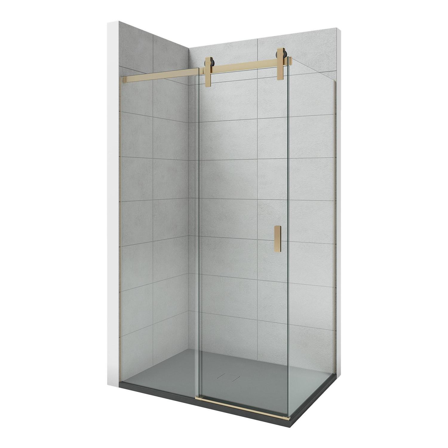 Atlantis | Solara 1210 x 1010mm 2-Wall LH Black Tray and Brushed Gold ...