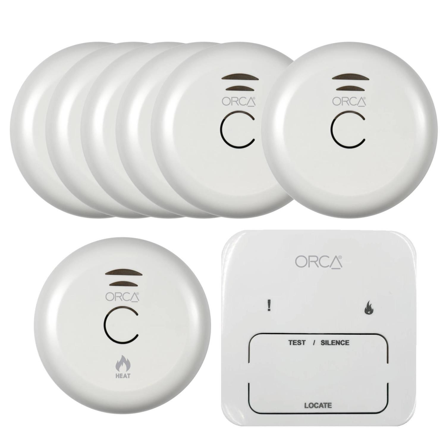 Orca | 10 Year Wireless Interlink Smoke and Heat Alarm 8 Pack | Mitre10