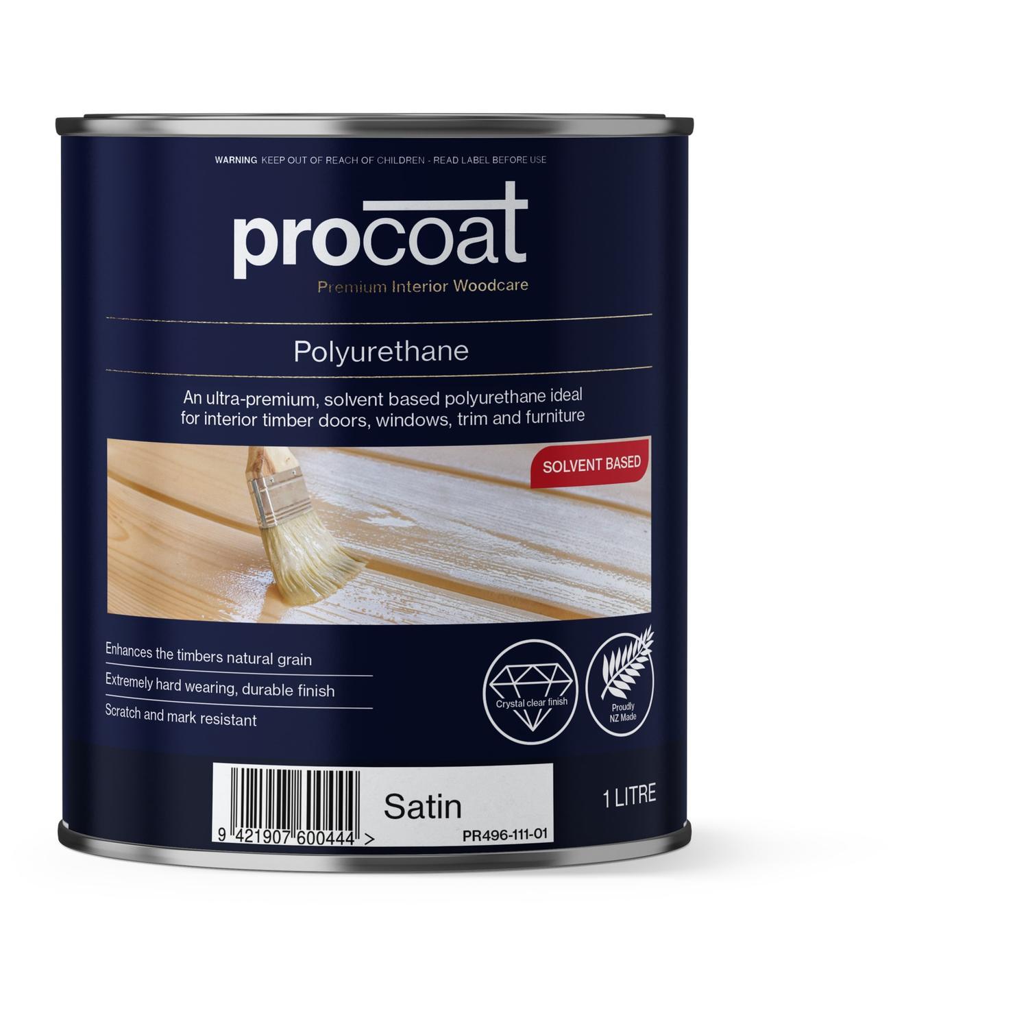 Procoat | Premium Interior Polyurethane (solvent based) Satin 1 litre ...