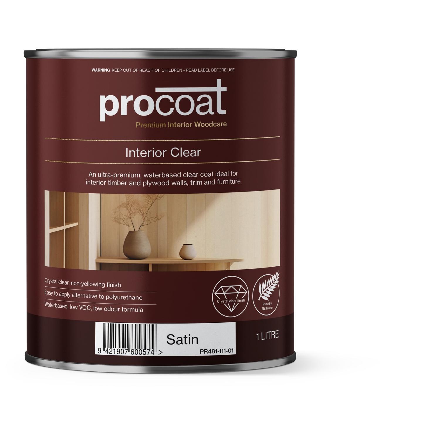 Procoat | Premium Interior Clear Satin 1 litre Clear | Mitre10