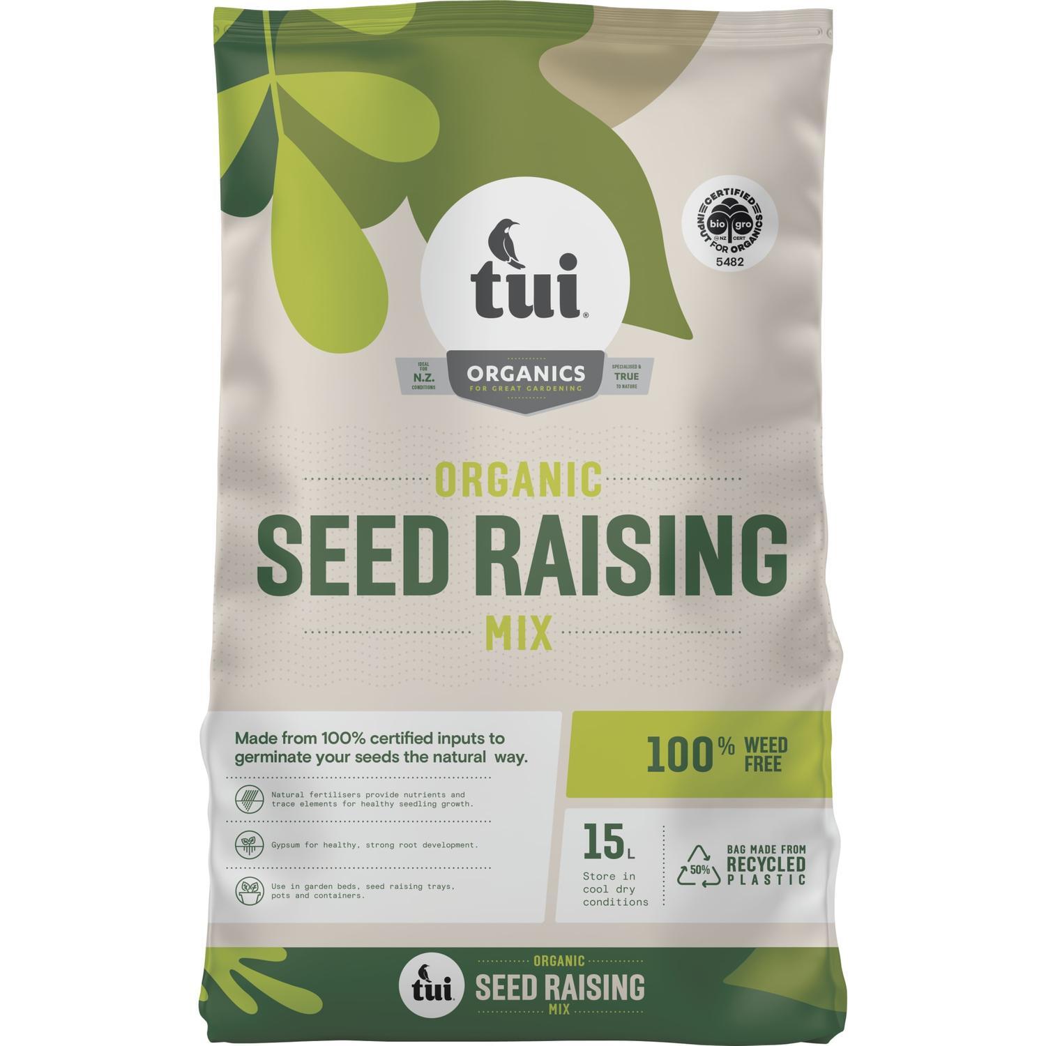 Tui | Certified Organic Seed Raising Mix 15 litre | Mitre10