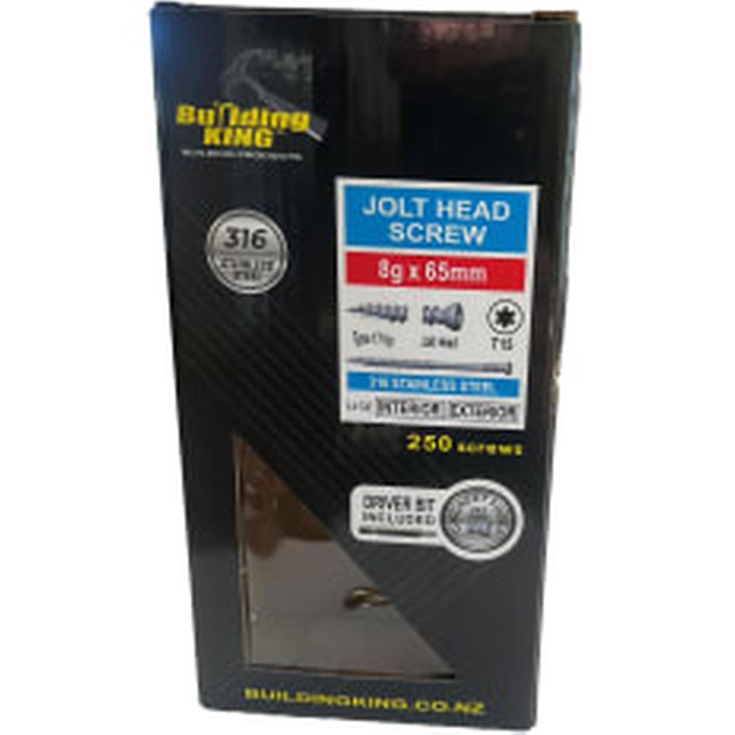 Building King | Jolt Screw 8G x 65mm 316 Stainless Steel | Mitre10