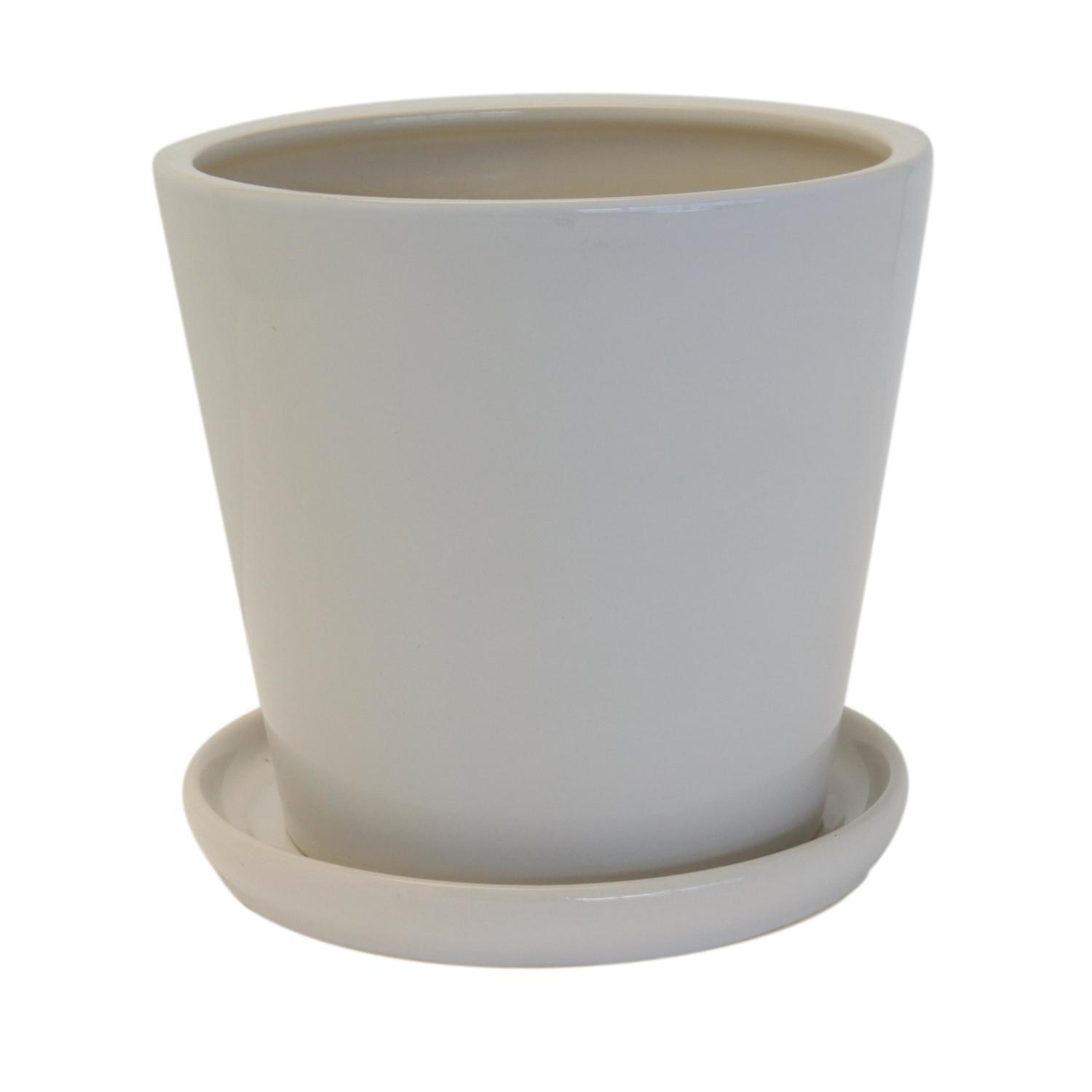 Willory | Glazed Round Pot Medium White | Mitre10
